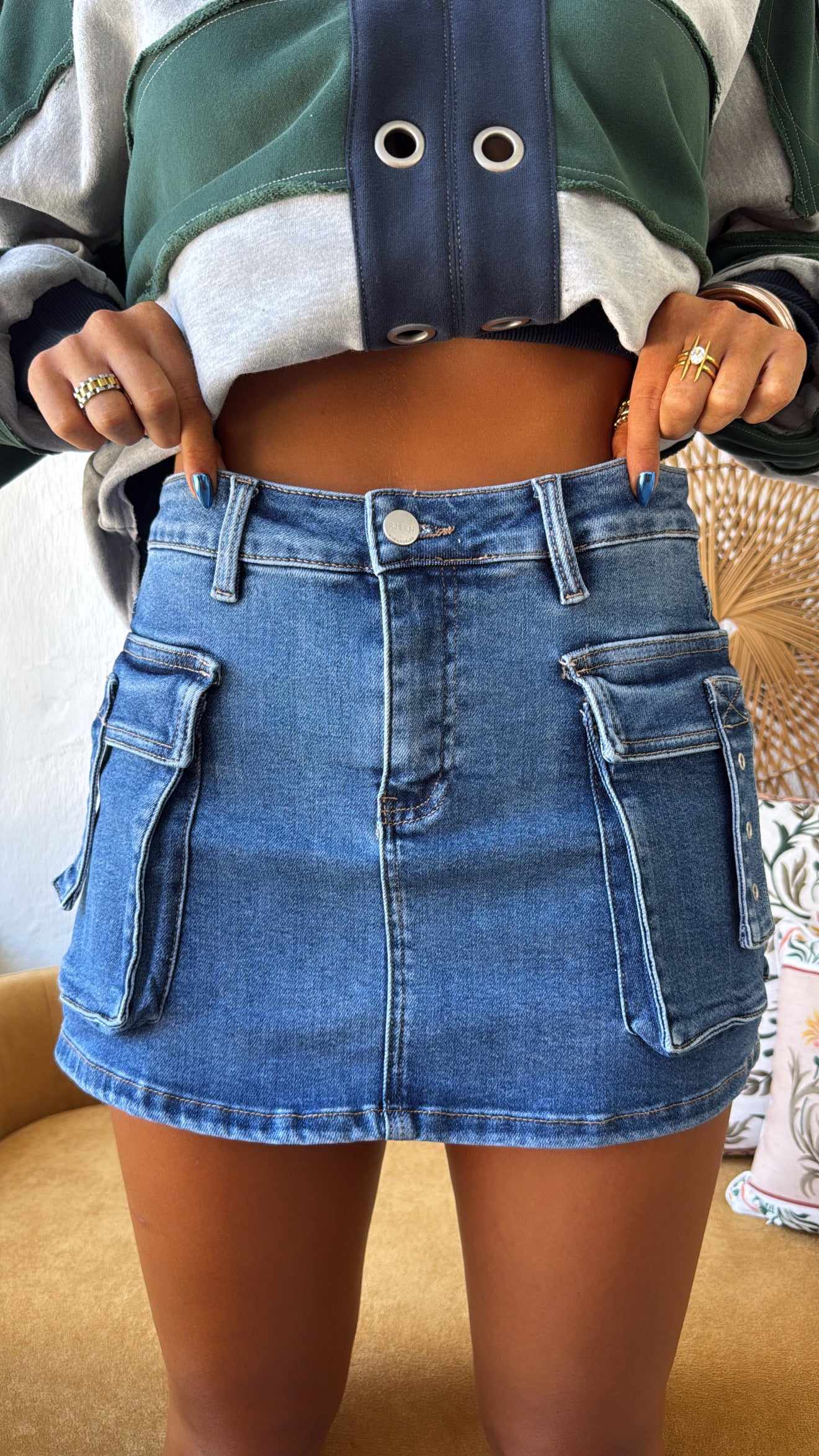 Gunner Medium Wash Utility Skort, Risen – Everyday Chic Boutique