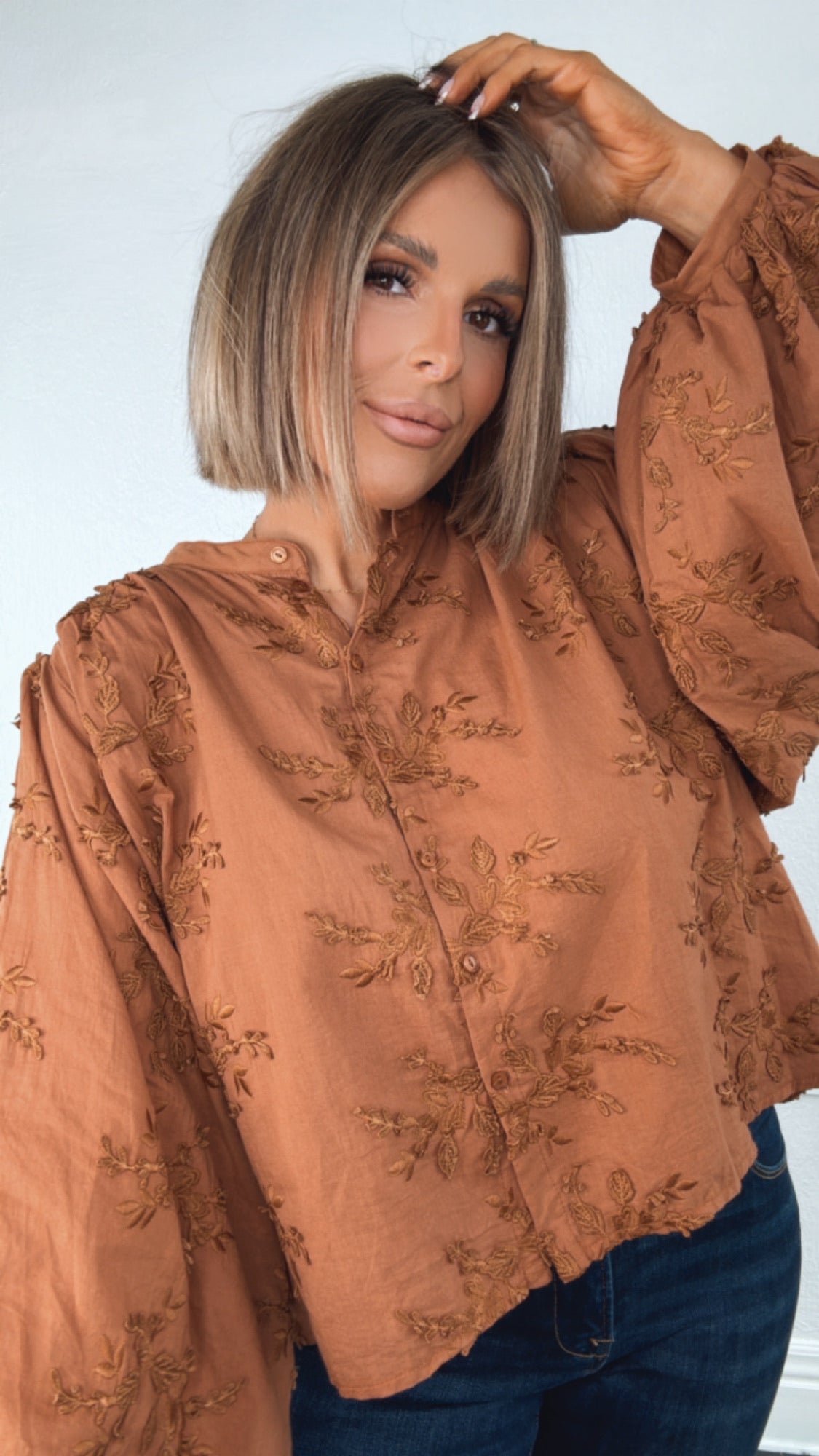 Serenade Floral Embellished Top, Rust – Everyday Chic Boutique