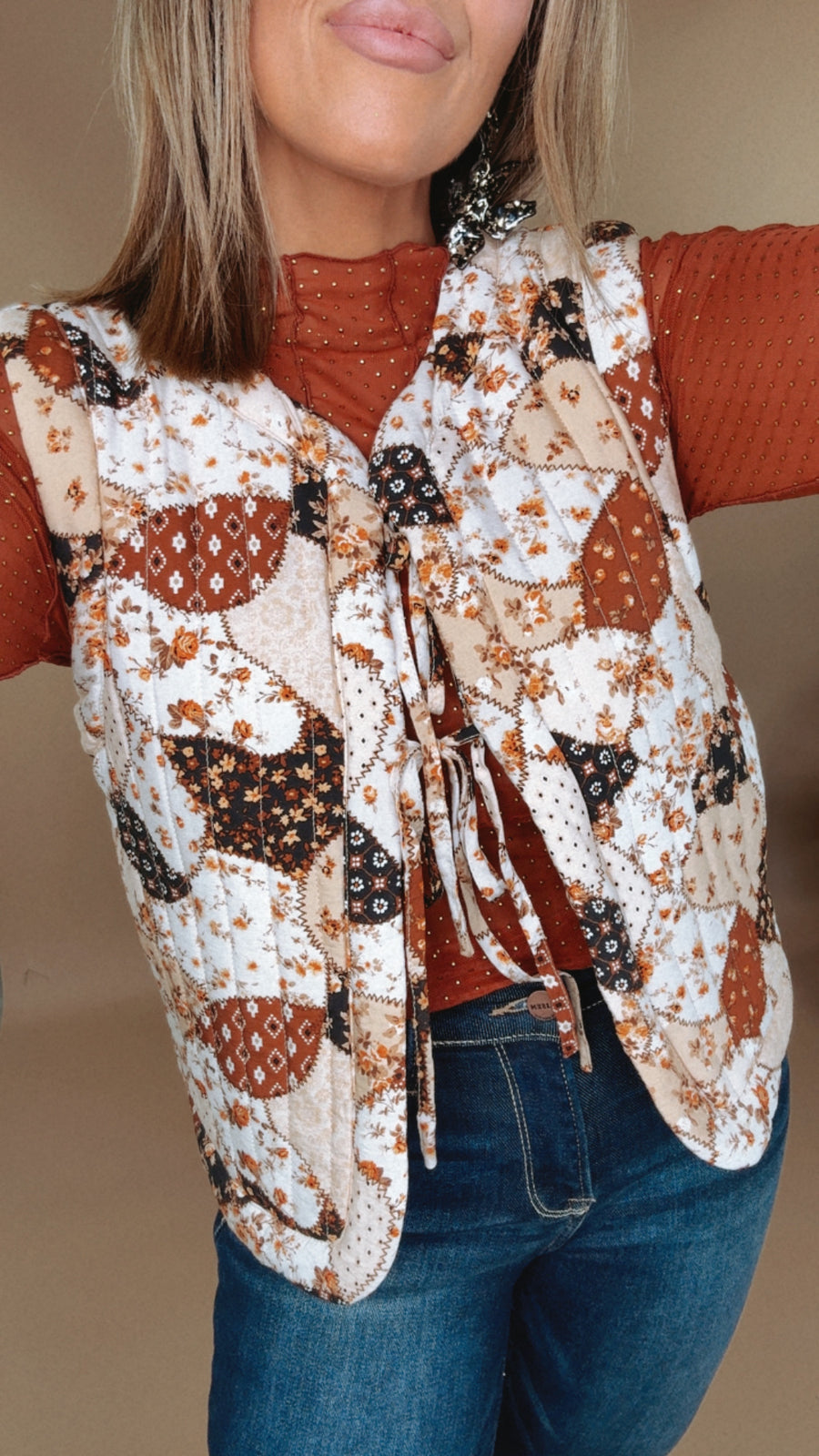 Full Bloom Multi Patchwork Quilted Vest, Brown – Everyday Chic Boutique